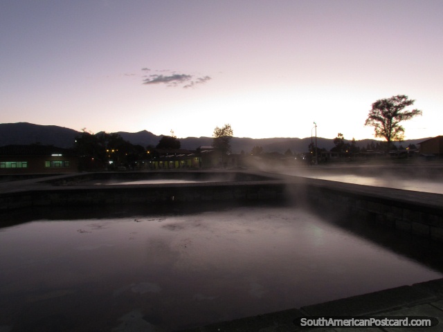 Hot pools steaming at Banos del Inca springs in Cajamarca. Photo from ...