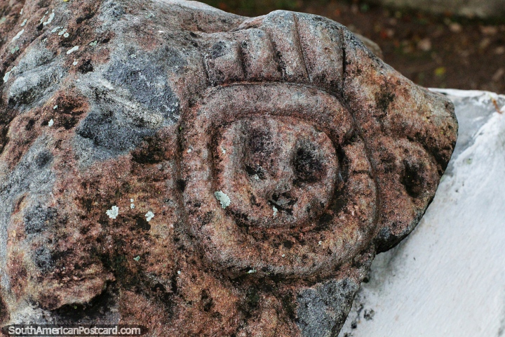 Ancient face sculpture in rock at museum Casa La Blanquera in San ...